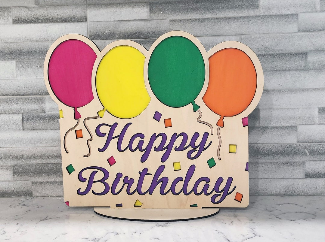 Happy Birthday Table Centerpiece Laser Cut File for 3mm Wood, Available ...