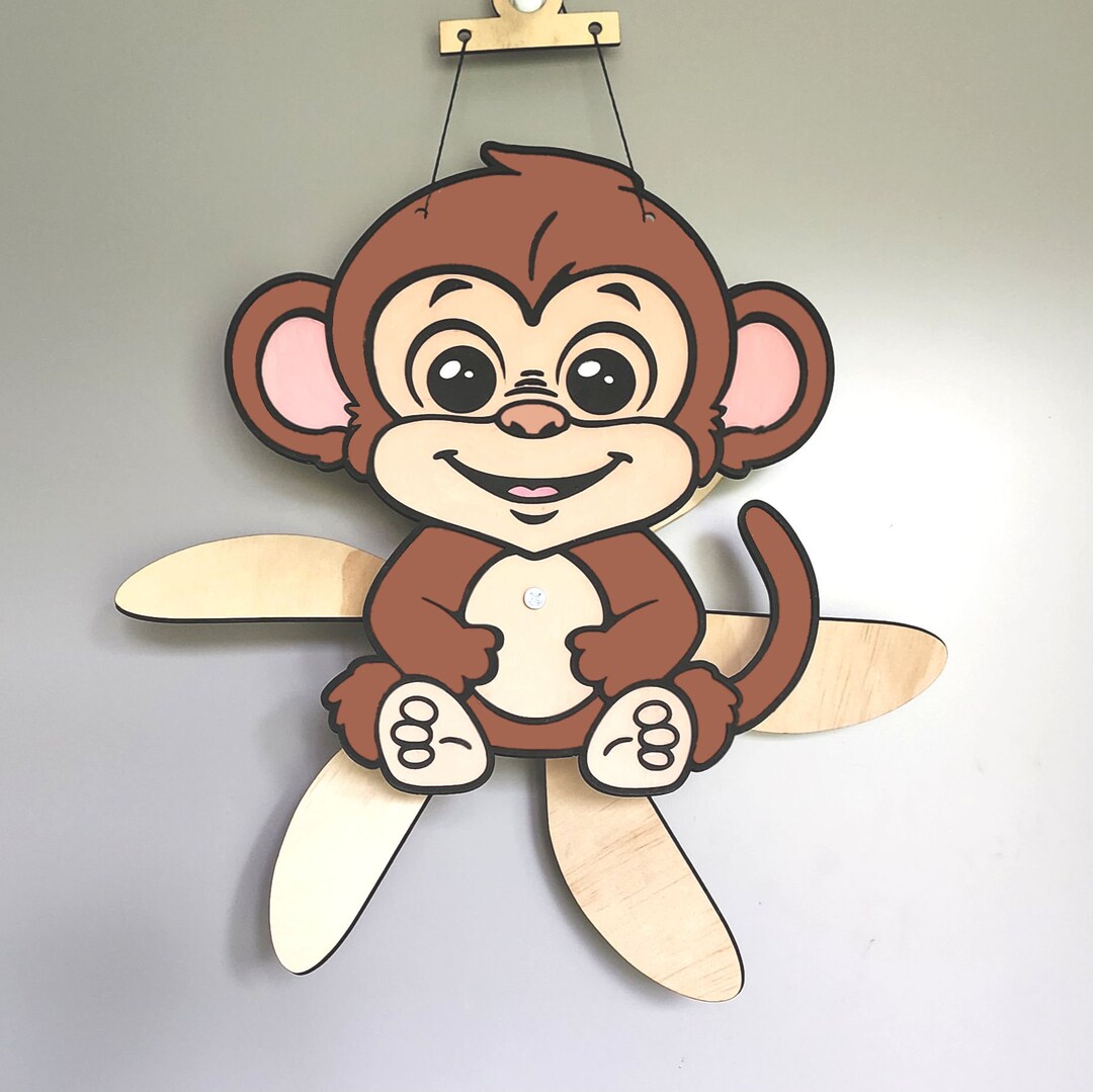 Monkey Wind Spinner, Laser Cut File for 3mm Wood, SVG Instant Download ...