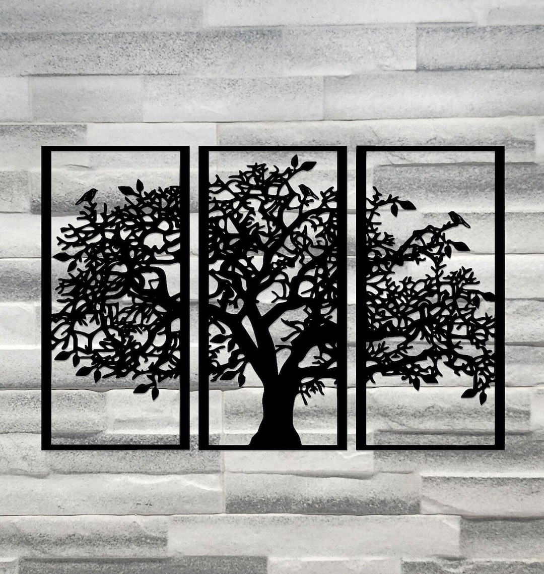 3-panel Tree Wall Decoration, Laser Cut File, SVG Instant Download - Etsy