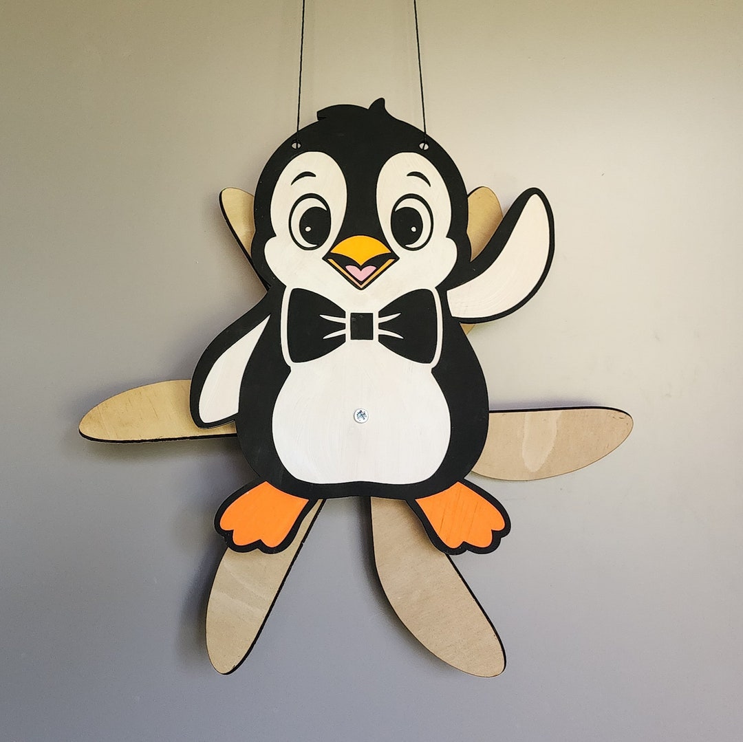 Penguin Wind Spinner, Laser Cut File for 3mm Wood, SVG Instant Download ...