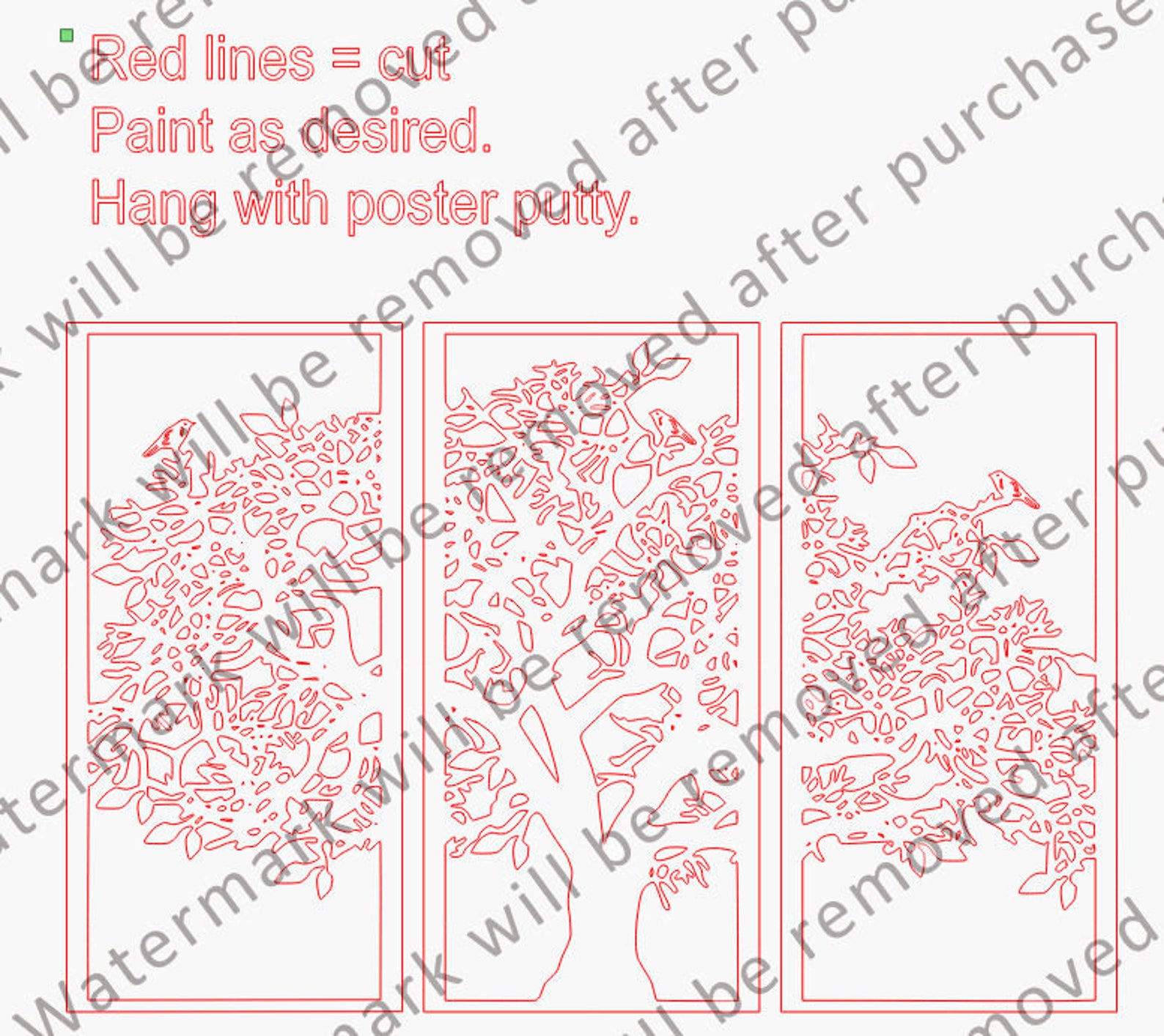 3-panel Tree Wall Decoration, Laser Cut File, SVG Instant Download - Etsy
