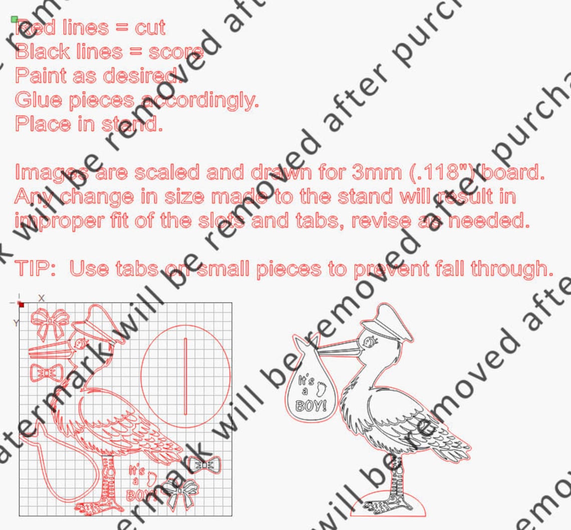 It's a Boy! Stork Table Centerpiece Laser Cut File for 3mm Wood ...