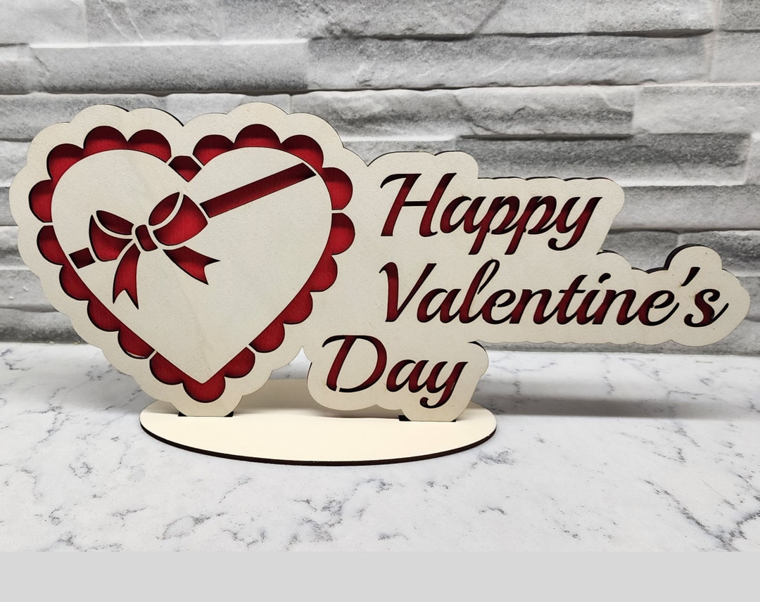 Happy Valentine's Day Table Centerpiece Laser Cut File for - Etsy