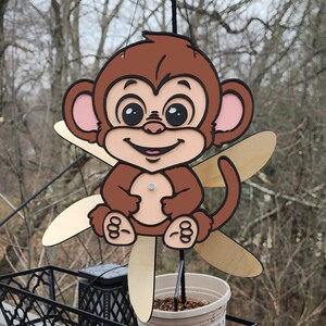 Monkey Wind Spinner, Laser Cut File for 3mm Wood, SVG Instant Download ...