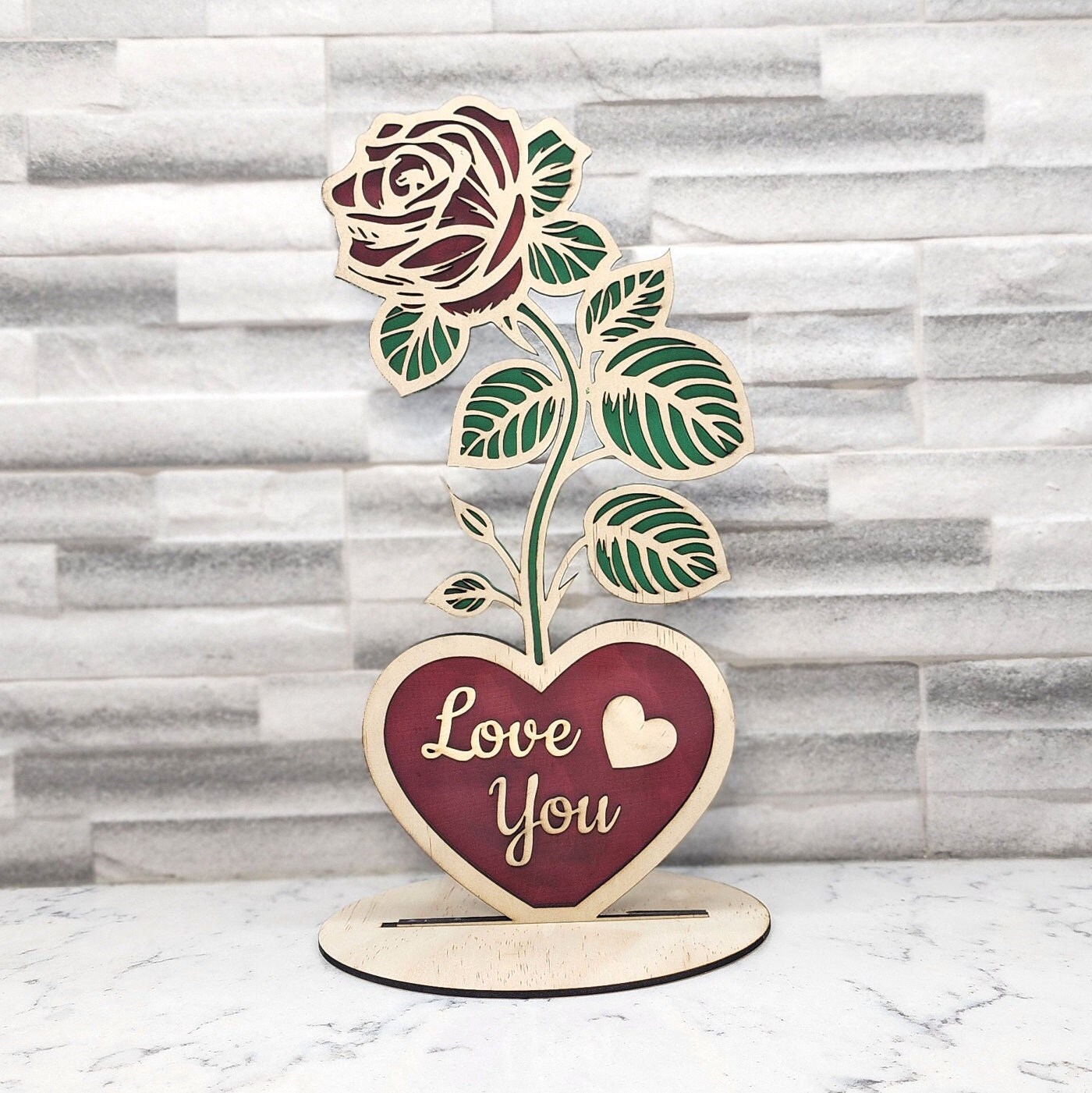 Happy Valentine's Day Table Centerpiece Laser Cut File for 3mm Wood ...