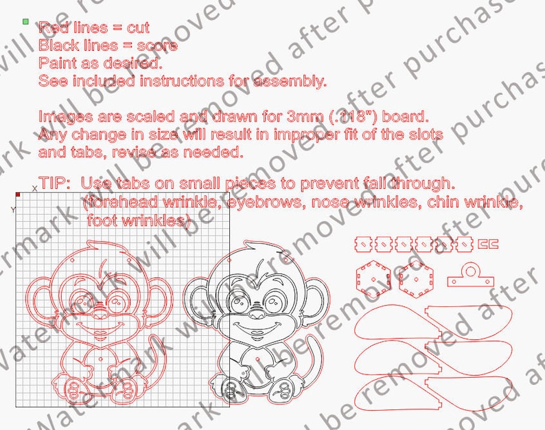 Monkey Wind Spinner, Laser Cut File for 3mm Wood, SVG Instant Download ...