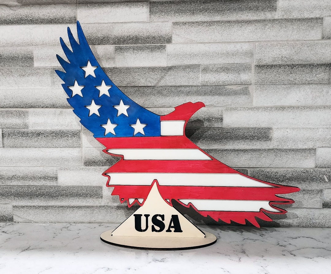 USA Eagle American Flag Table Centerpiece Laser Cut File for 3mm Wood ...