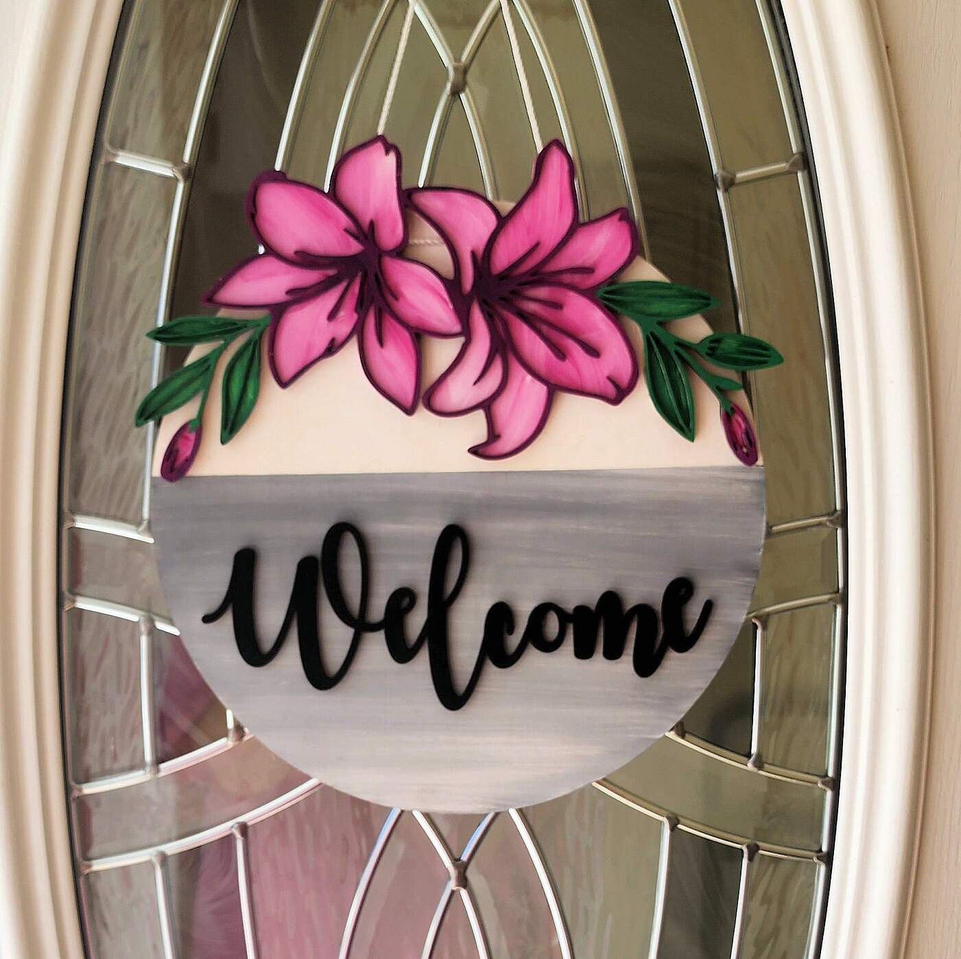 Welcome Door Sign With Lilies Laser Cut File for 3mm Wood - Etsy