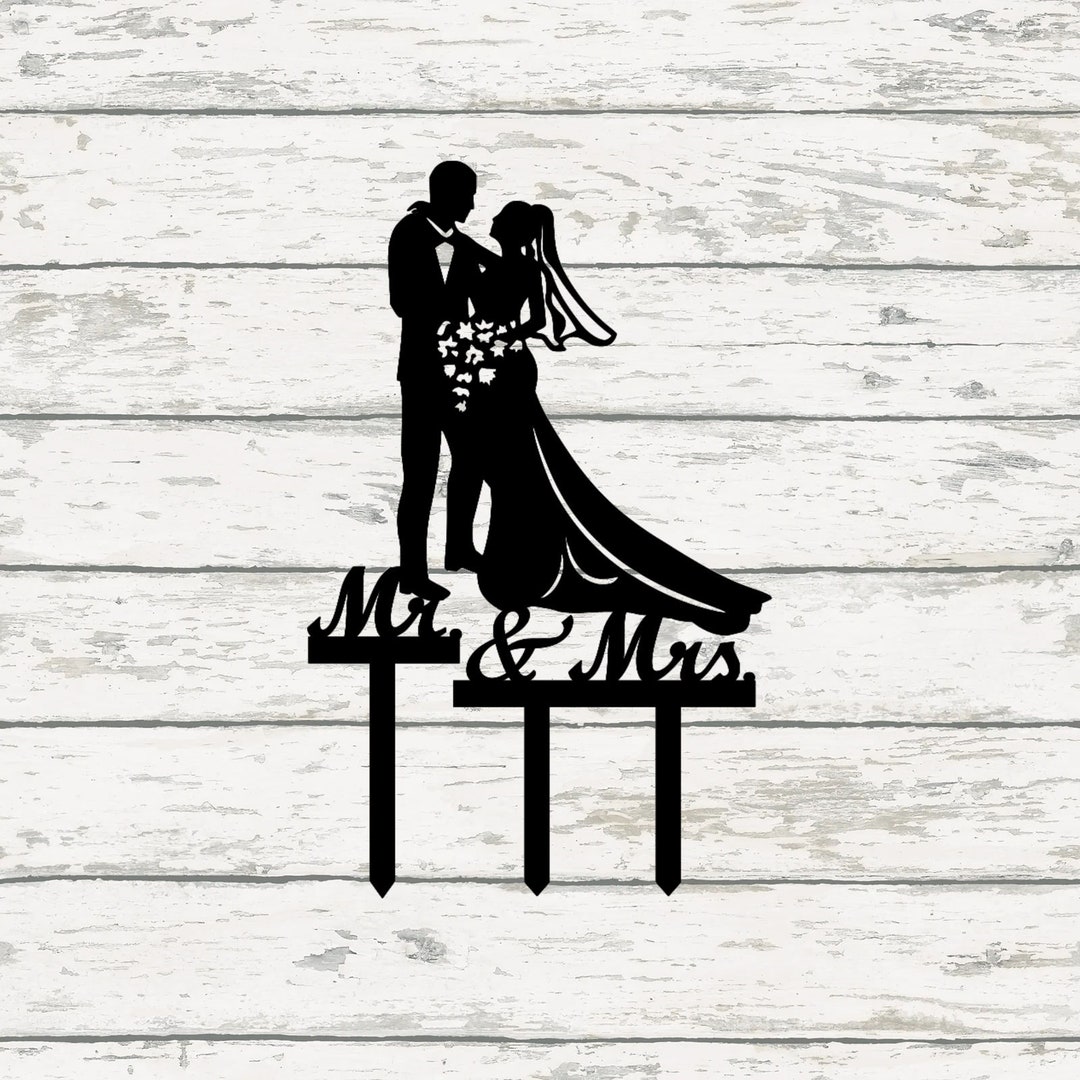 Bride and Groom Wedding Cake Topper, SVG Instant Download - Etsy