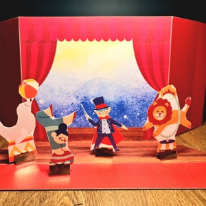 Bundle Circus Paper Dolls Puppet Theatre Stage, Craft Stick Pretend ...
