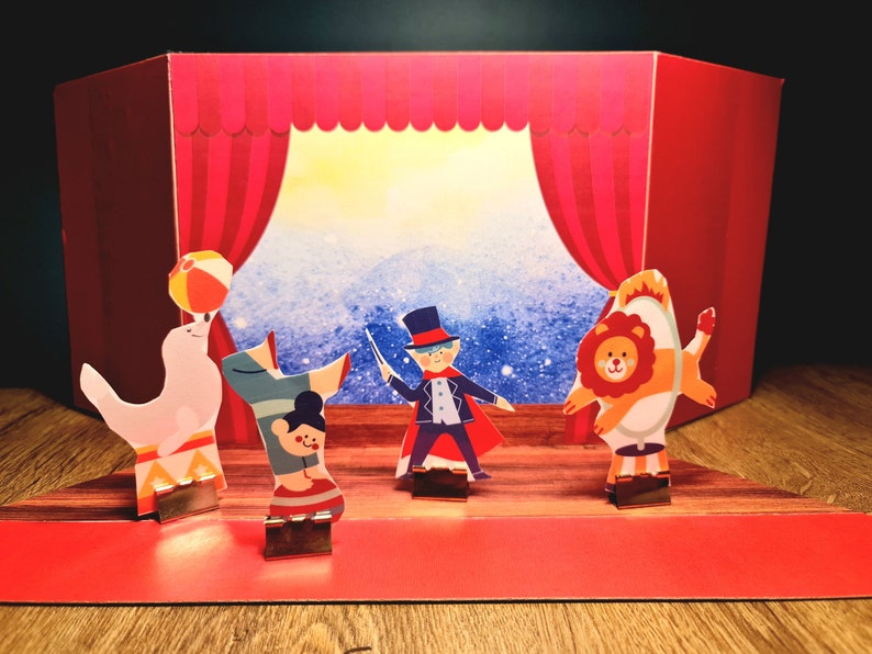 Circus Paper Puppet Theatre Stage, Craft Stick Pretend Play, Doorway ...