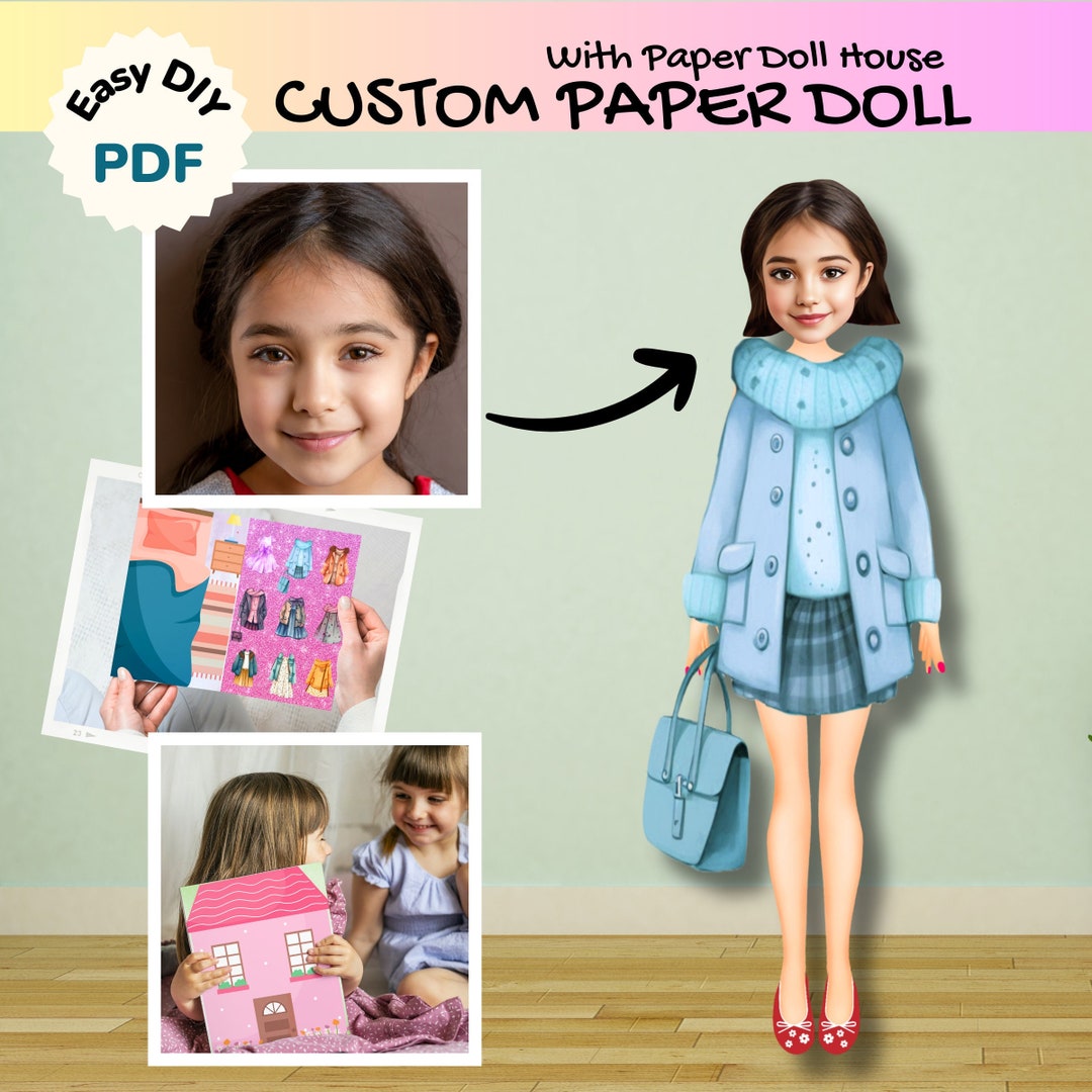 Personalized Paper Doll From Photo, Custom Kid Birthday Gift Toy, Doll ...