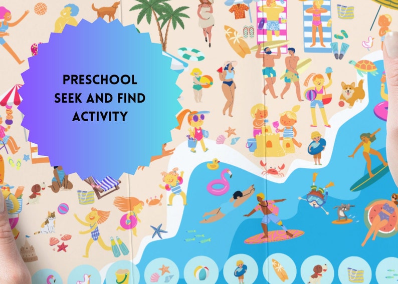 Beach Seek and Find Activity Worksheet I Spy Game Find the - Etsy