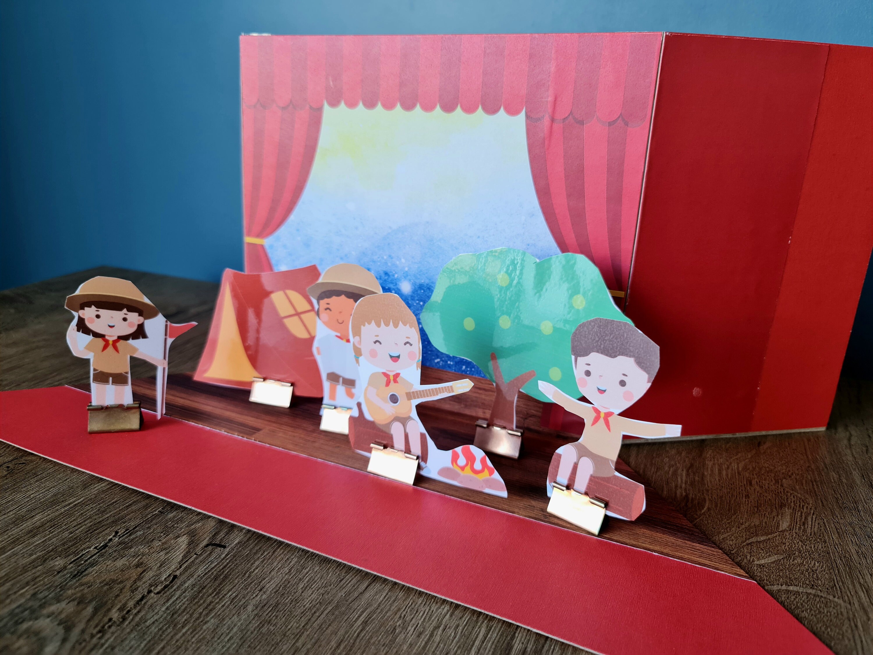 Scout Camp Paper Puppet Theatre Stage Waldorf Toy, Craft Stick Pretend ...