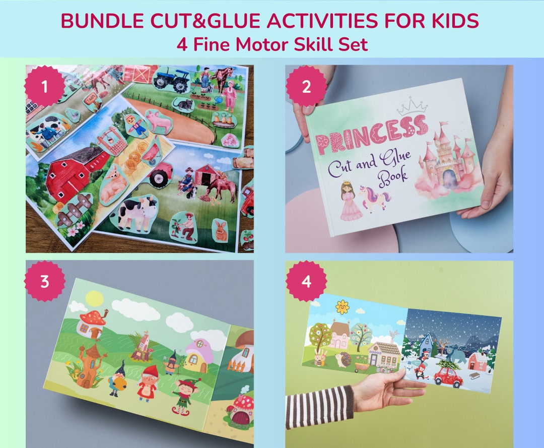 Bundle Cut and Glue DIY Book, Preschool Sticker Book, Montessori Toy ...