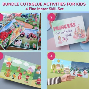 Bundle Cut and Glue DIY Book, Preschool Sticker Book, Montessori Toy ...