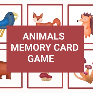 Forest Animals Kids Memory Card Game, Matching Kids Activity, Preschool ...