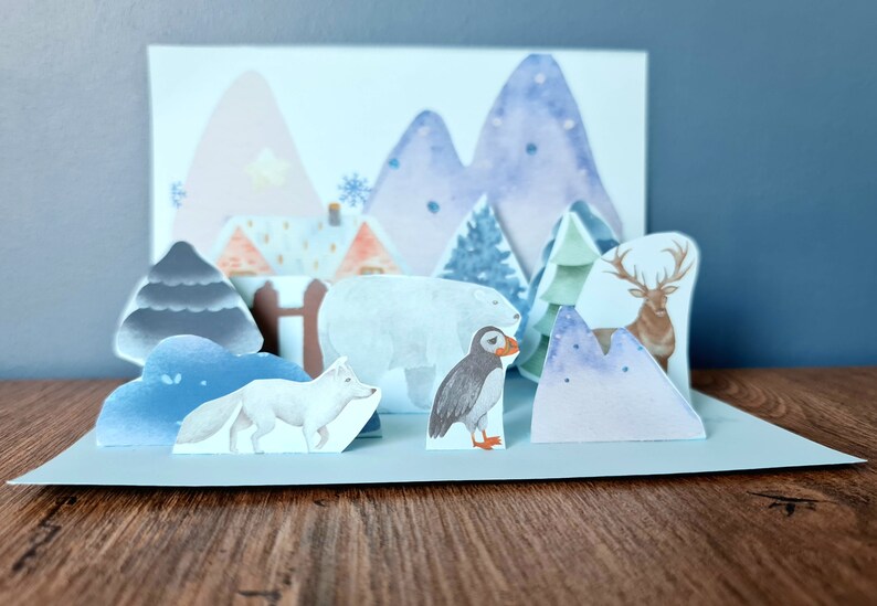 Mountain Winter Animals Pop up Quiet Book Page, Cut and Glue DIY ...
