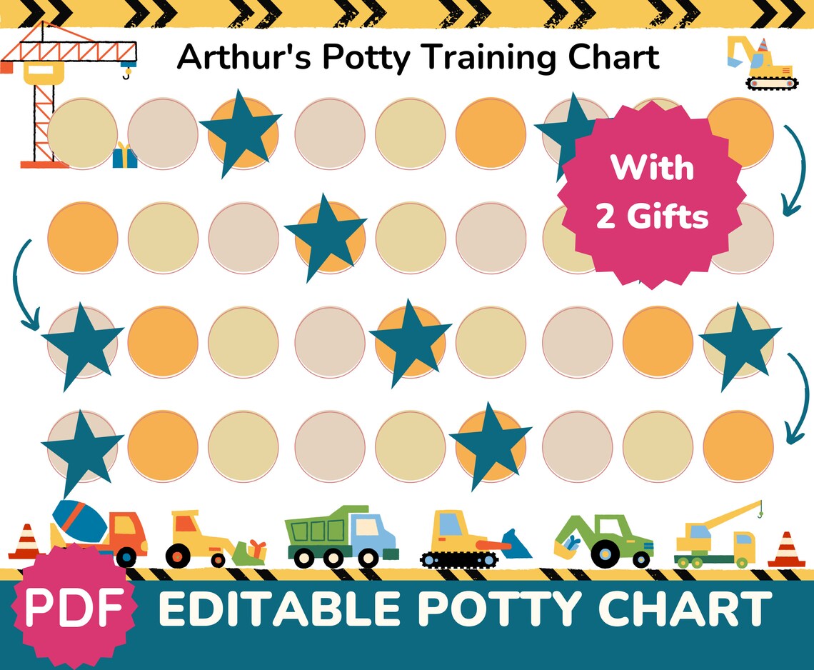 Construction Potty Training Chart, Reward Chart Printable, Behavior ...