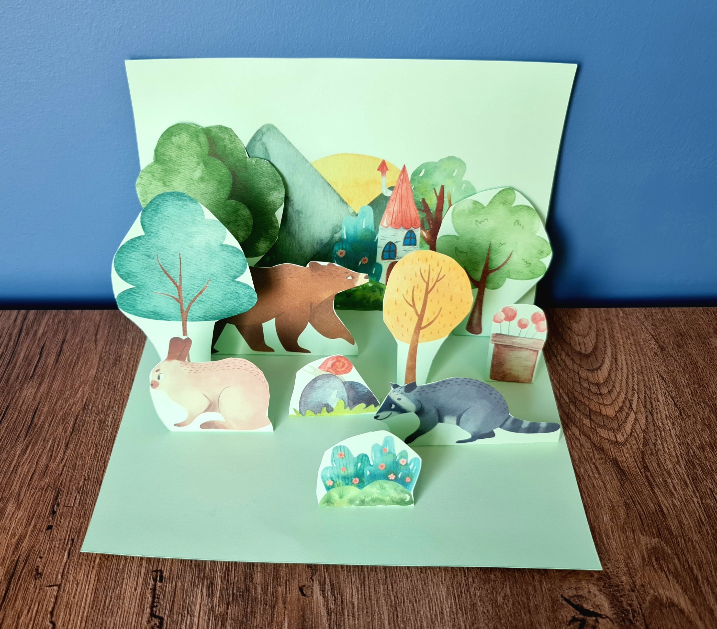 Forest Animals Pop up Quiet Book Page, Cut and Glue DIY Project, Kid ...