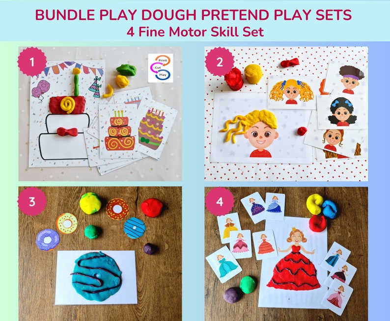 Bundle Play Dough Pretend Play Set, Princess Dress up Play Dough Mat ...