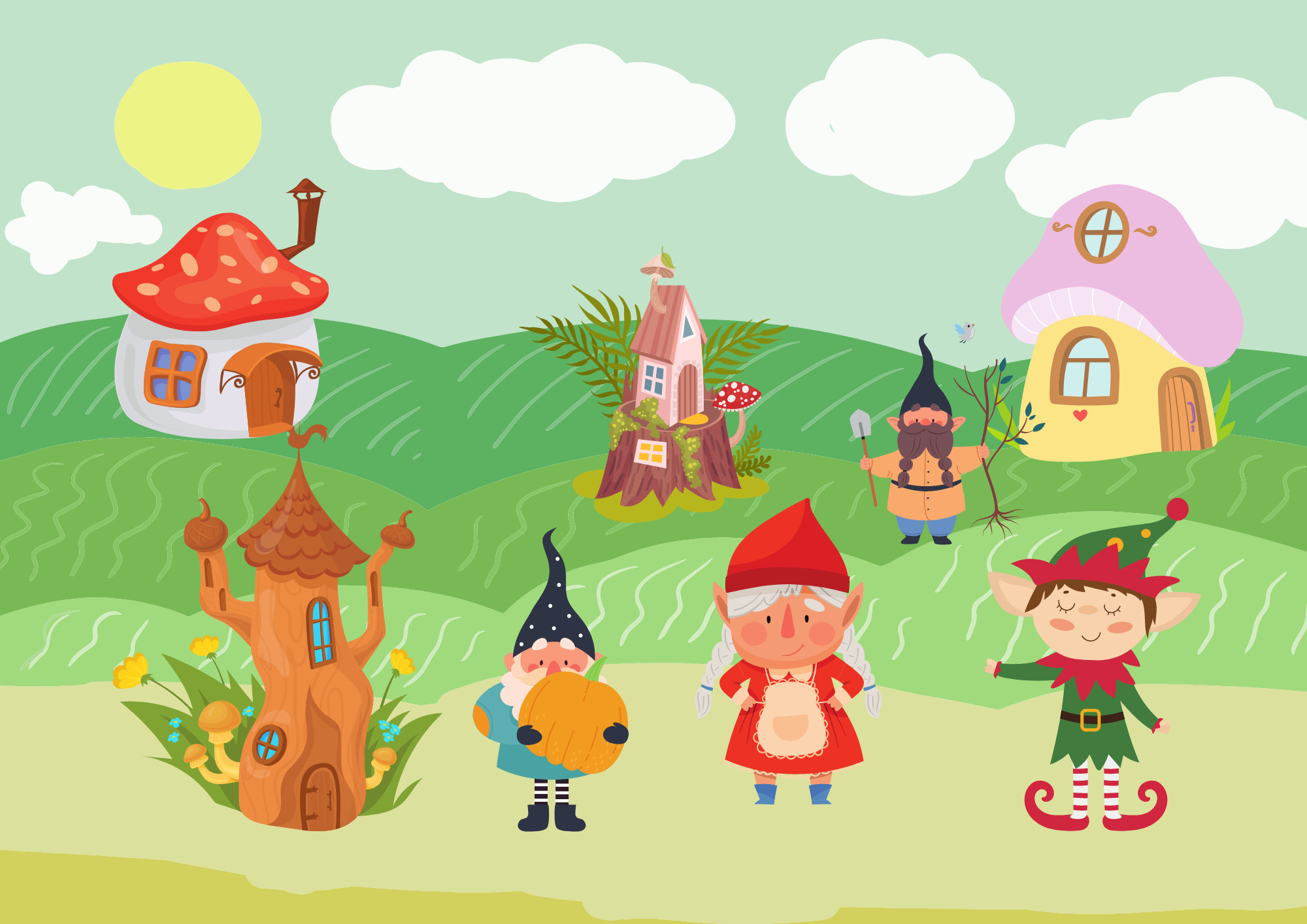 Elf Village Cut and Glue Kid Paper Craft, Waldorf Game, Preschool ...