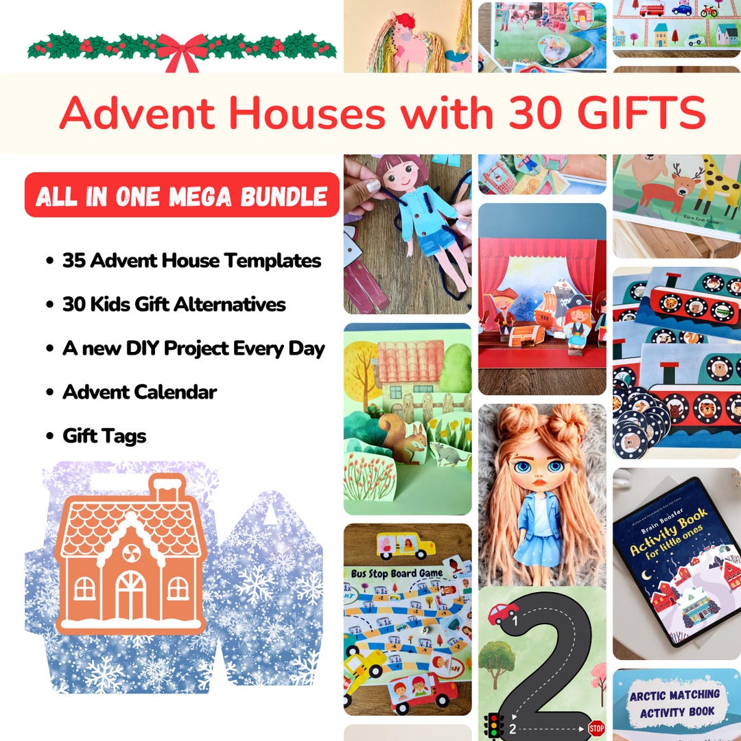 Printable Kid Advent House, DIY Filled Christmas Countdown Advent ...