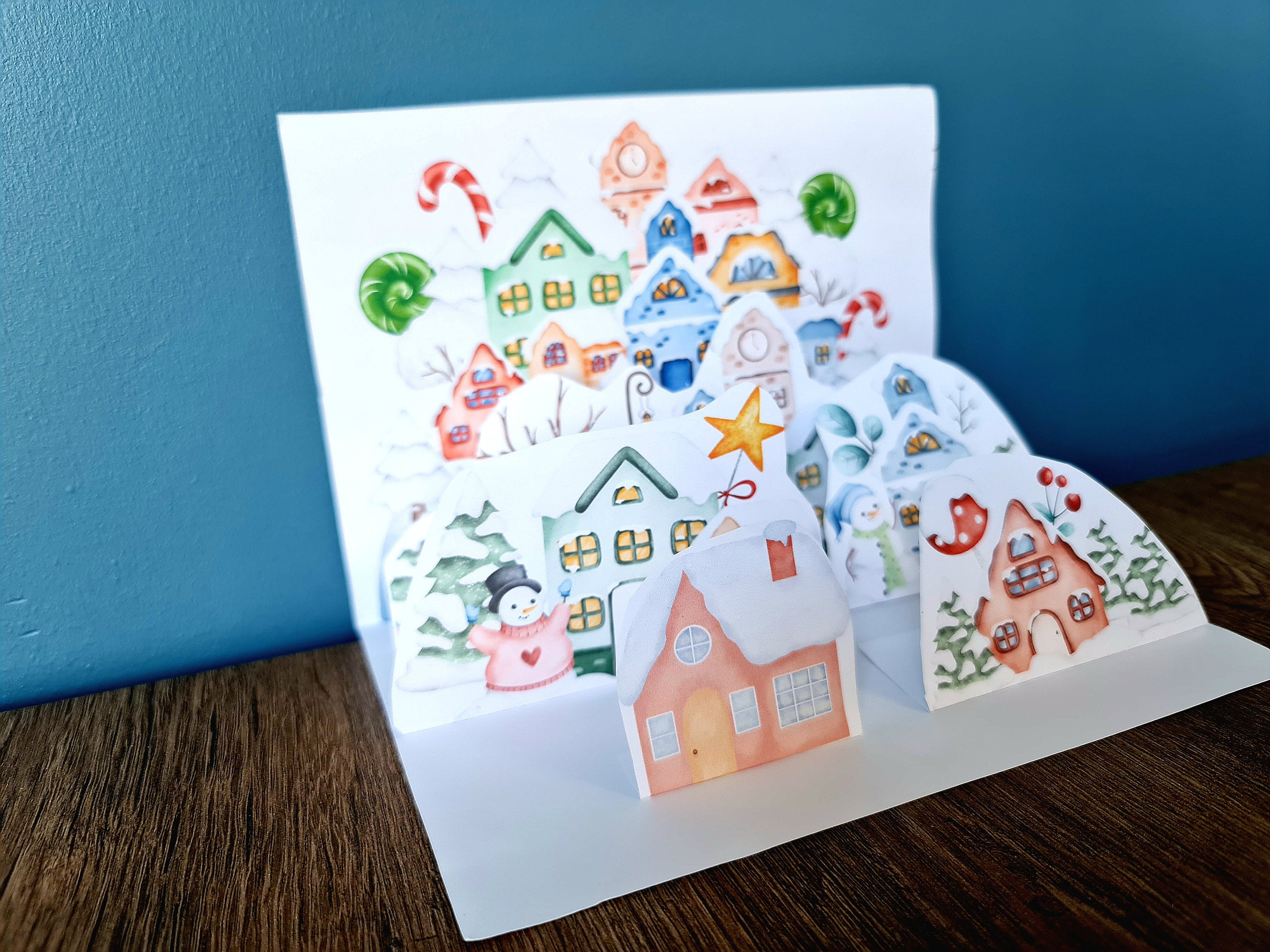 Winter Houses Pop up Quiet Book Page, Cut and Glue DIY Project, Kid ...