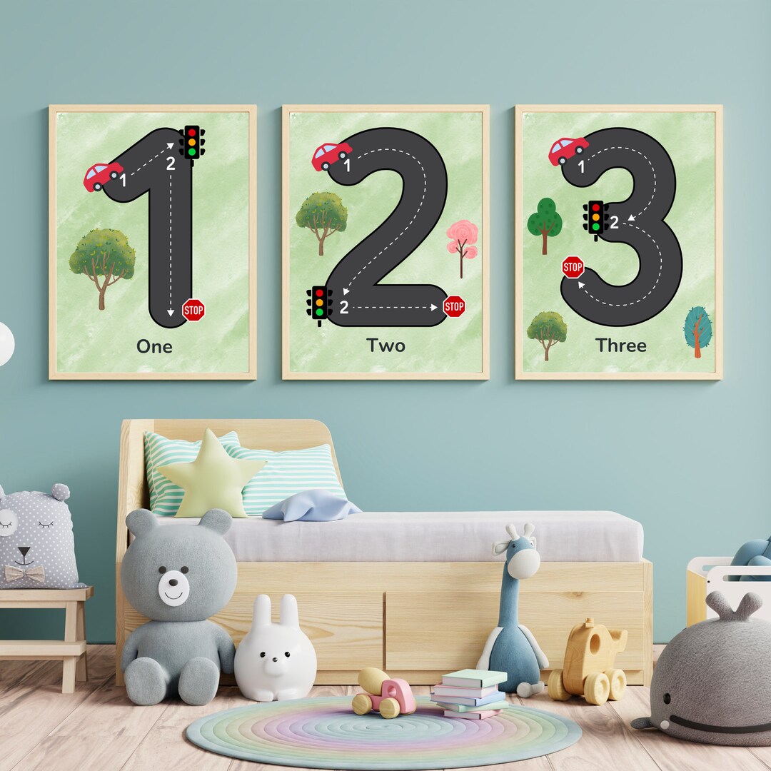 Play Room Counting Educational Poster, Kid Room Wall Art Set of 3 ...