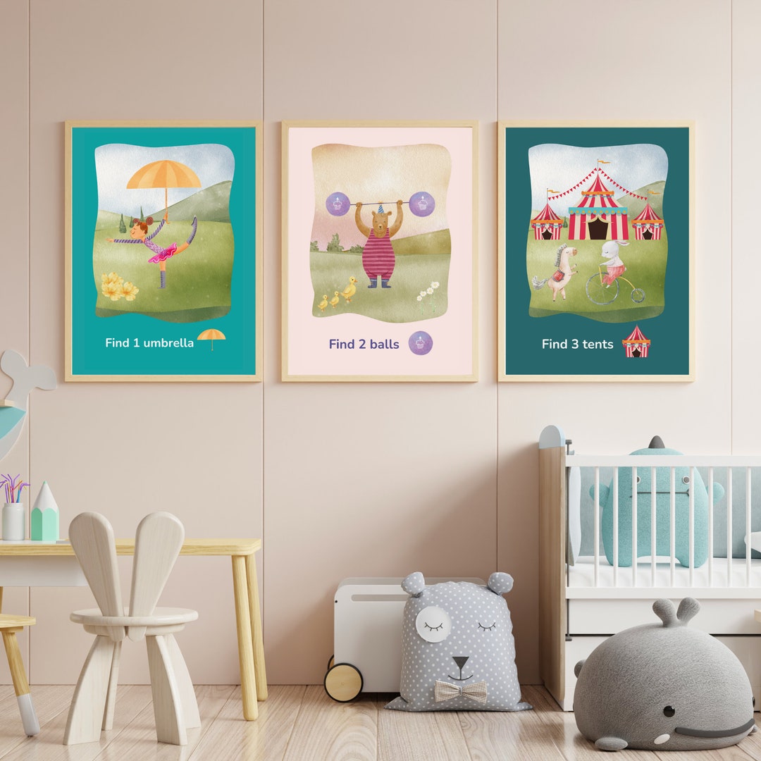 Bundle Seek & Find Counting Play Room Educational Poster, Kid Room ...