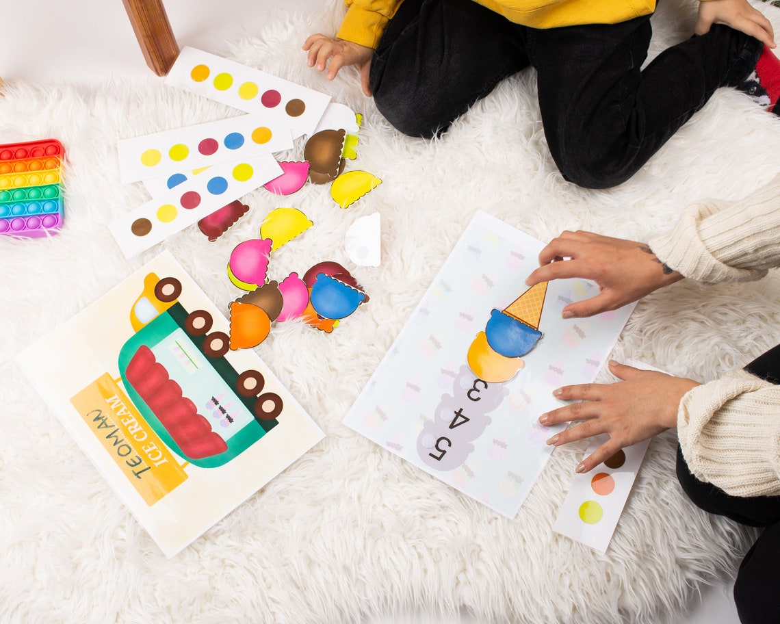 Ice Cream Pretend Play Printable, Kids Dramatic Play, Color Matching ...