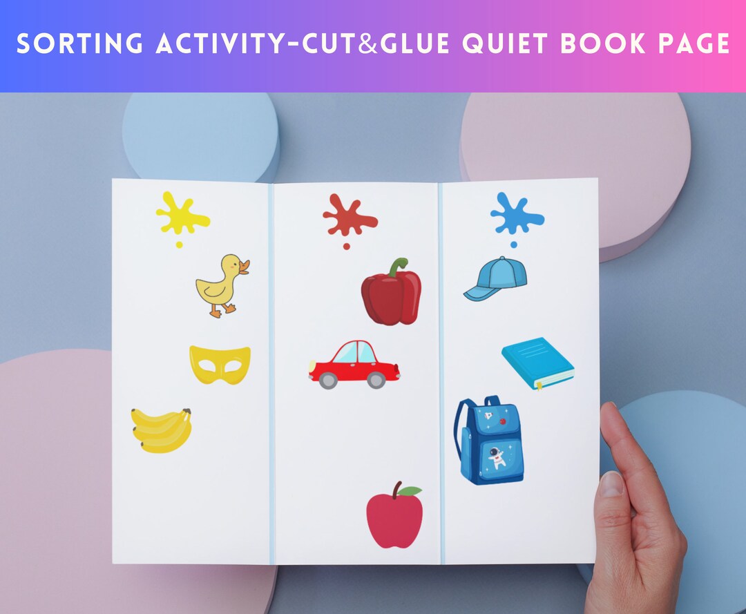 Learning Colors Quiet Book Page, Color Matching Sorting Activity, Cut ...