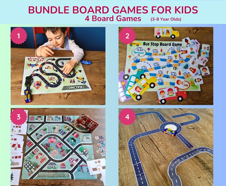 Bundle Kid Board Game, Car Racing Bus Stop Pretend Play, Educational ...