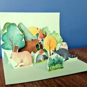 Forest Animals Pop up Quiet Book Page, Cut and Glue DIY Project, Kid ...
