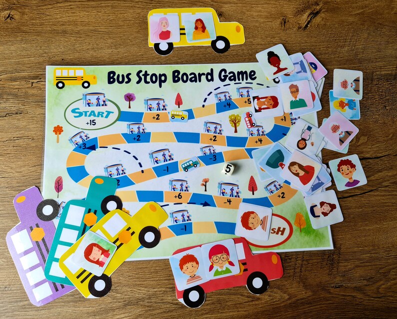 Bus Stops Board Game, Educational Toy, Kid Toy, Educational Print ...