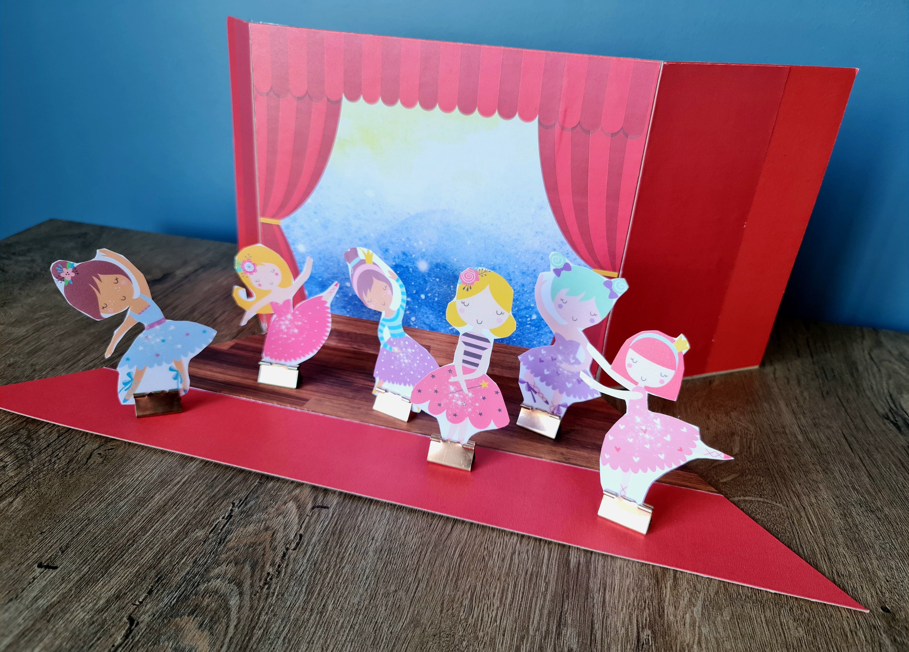 Fairy Tale Ballerina Paper Puppet Theatre Stage, Craft Stick Pretend ...