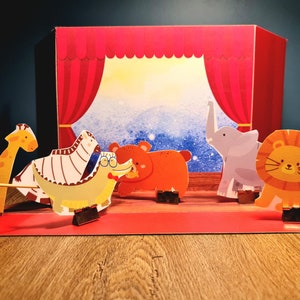 Animal Paper Puppet Theatre Stage, Craft Stick Pretend Play, Childcare ...