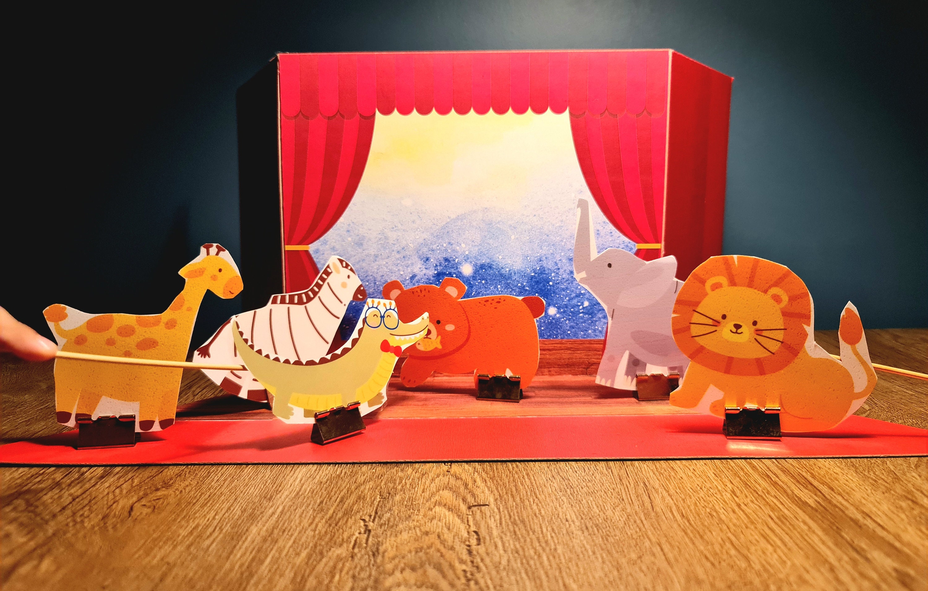 Animal Paper Puppet Theatre Stage, Craft Stick Pretend Play, Childcare ...