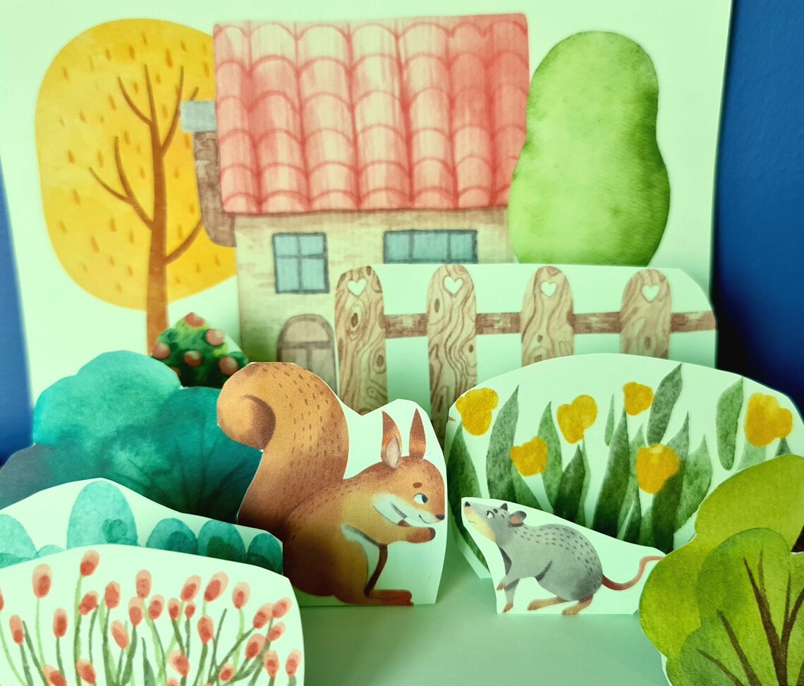 Farm Animals Pop up Quiet Book Page, Cut and Glue DIY Project, Kid ...