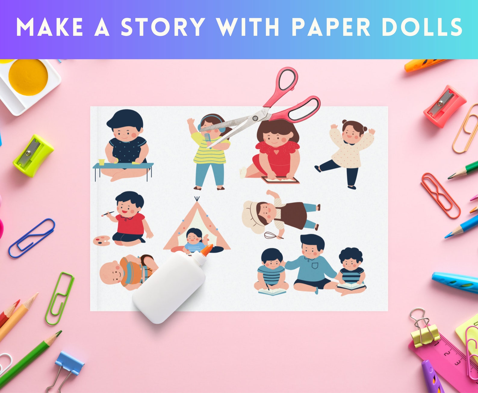 Printable Paper Doll House, Cut and Glue Book, Printable Dollhouse Book ...