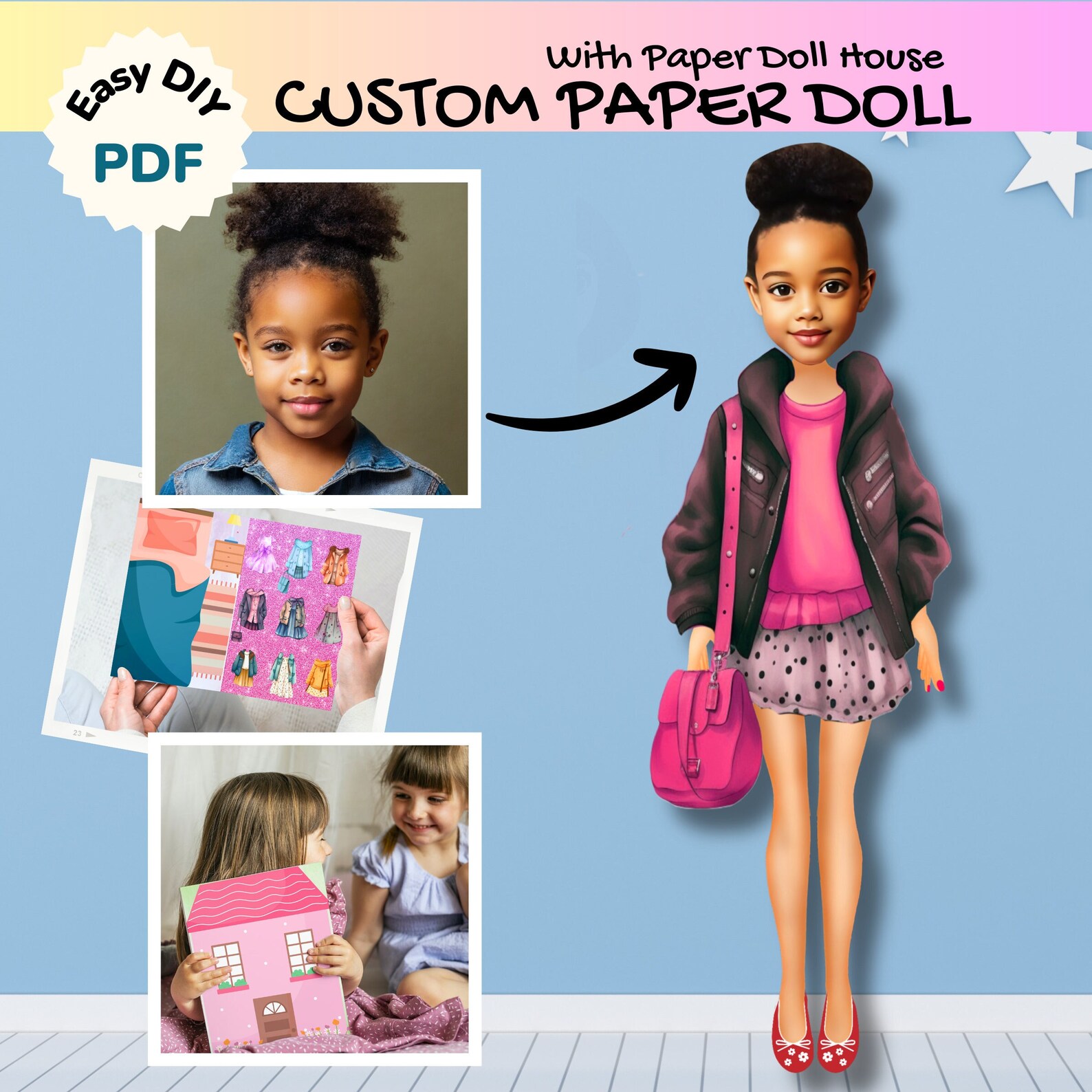 Personalized Paper Doll From Photo, Custom Kid Birthday Gift Toy, Doll ...