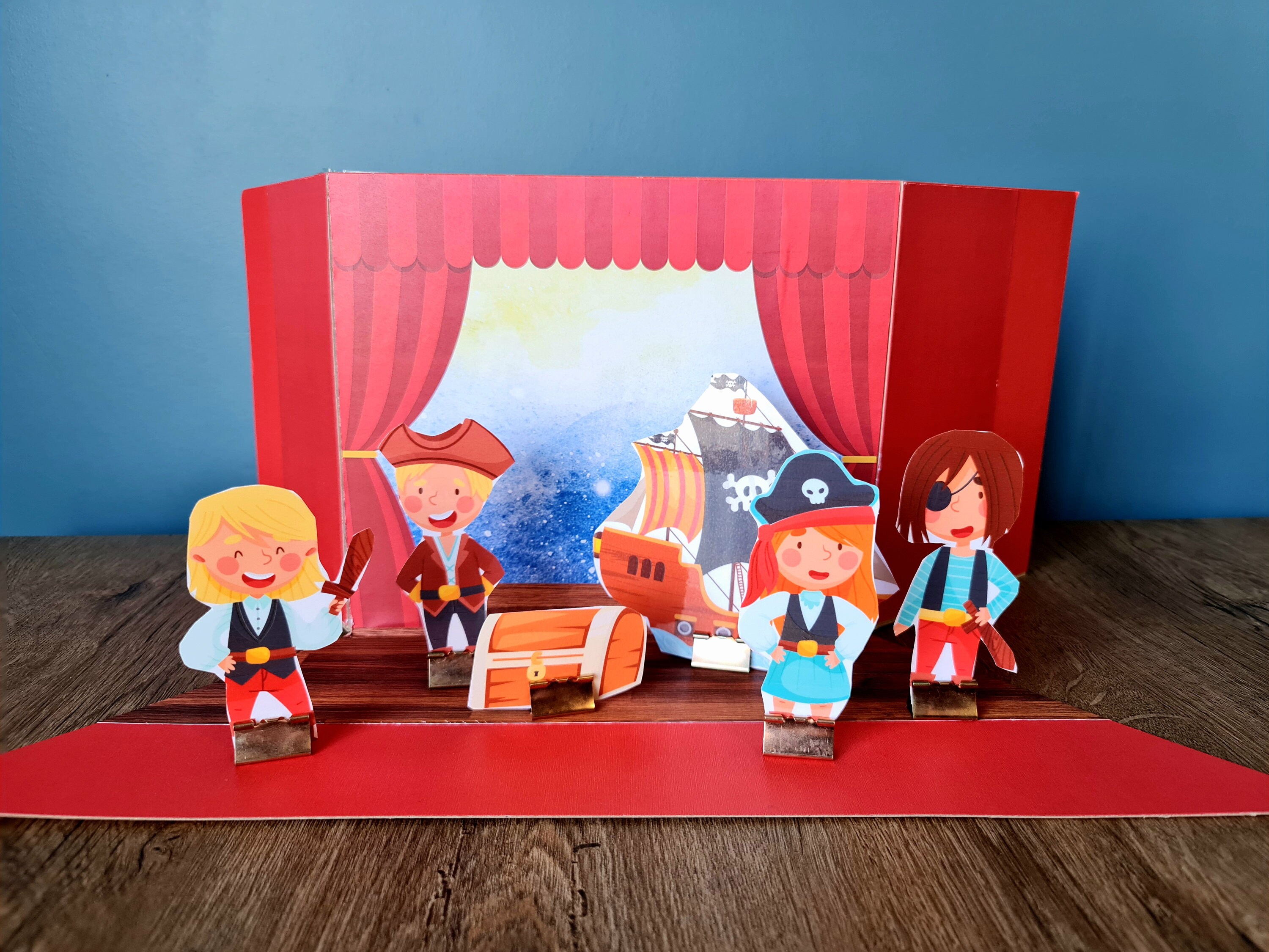 Bundle Circus Paper Dolls Puppet Theatre Stage, Craft Stick Pretend ...