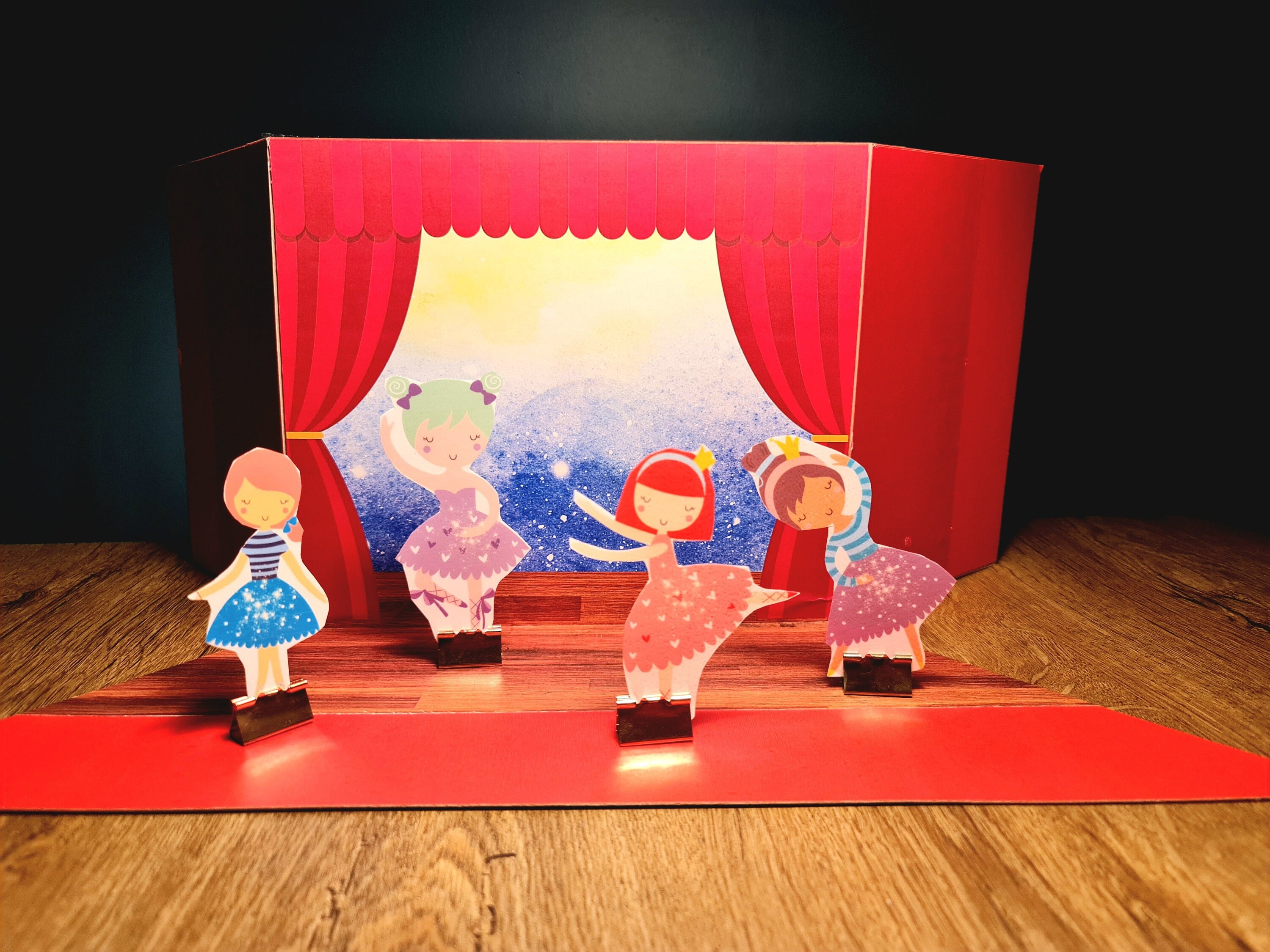 Fairy Tale Ballerina Paper Puppet Theatre Stage, Craft Stick Pretend ...
