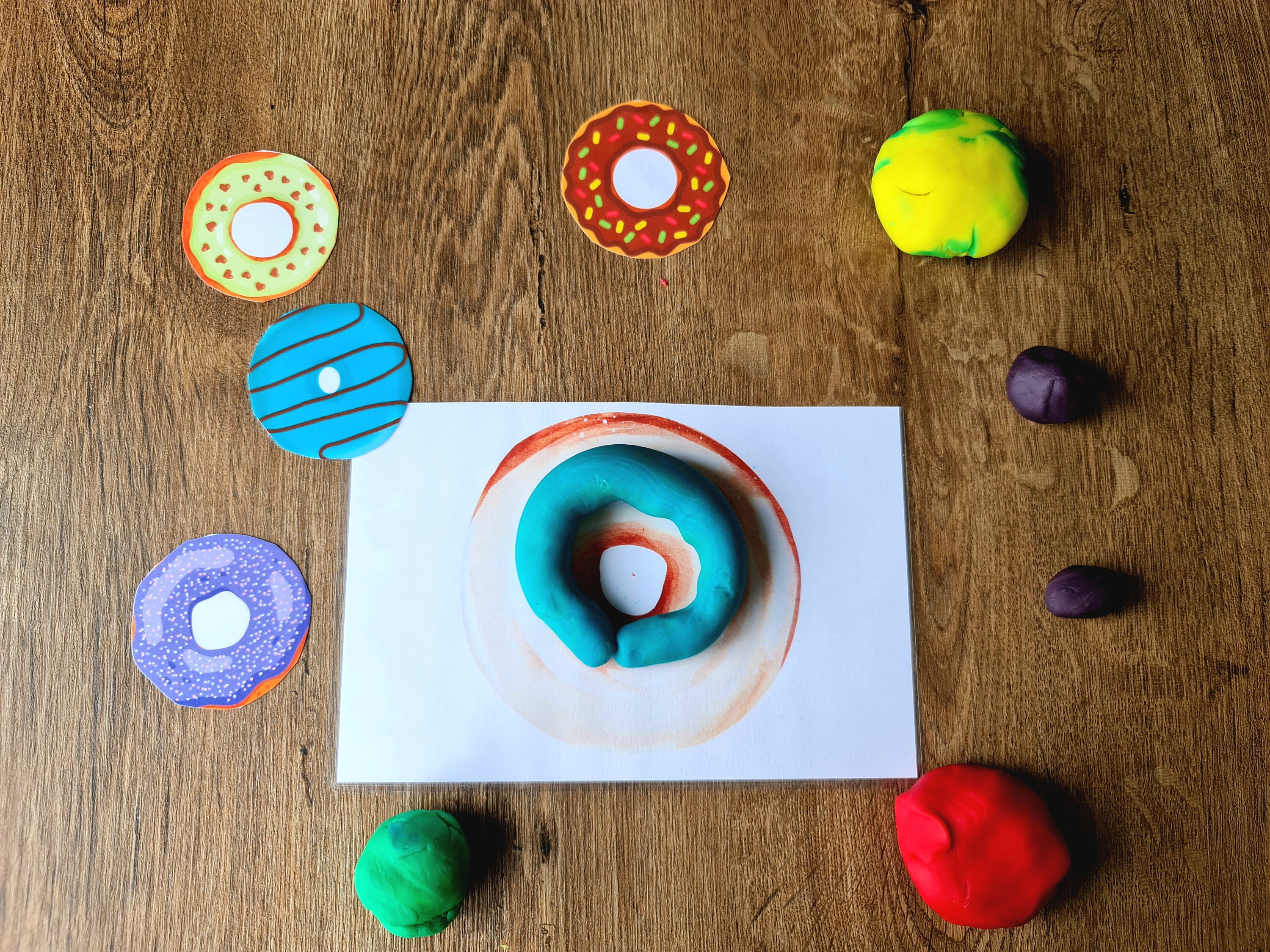 Donut Play Dough Mat Pretend Play, Fine Motor Skill, Preschool Activity ...