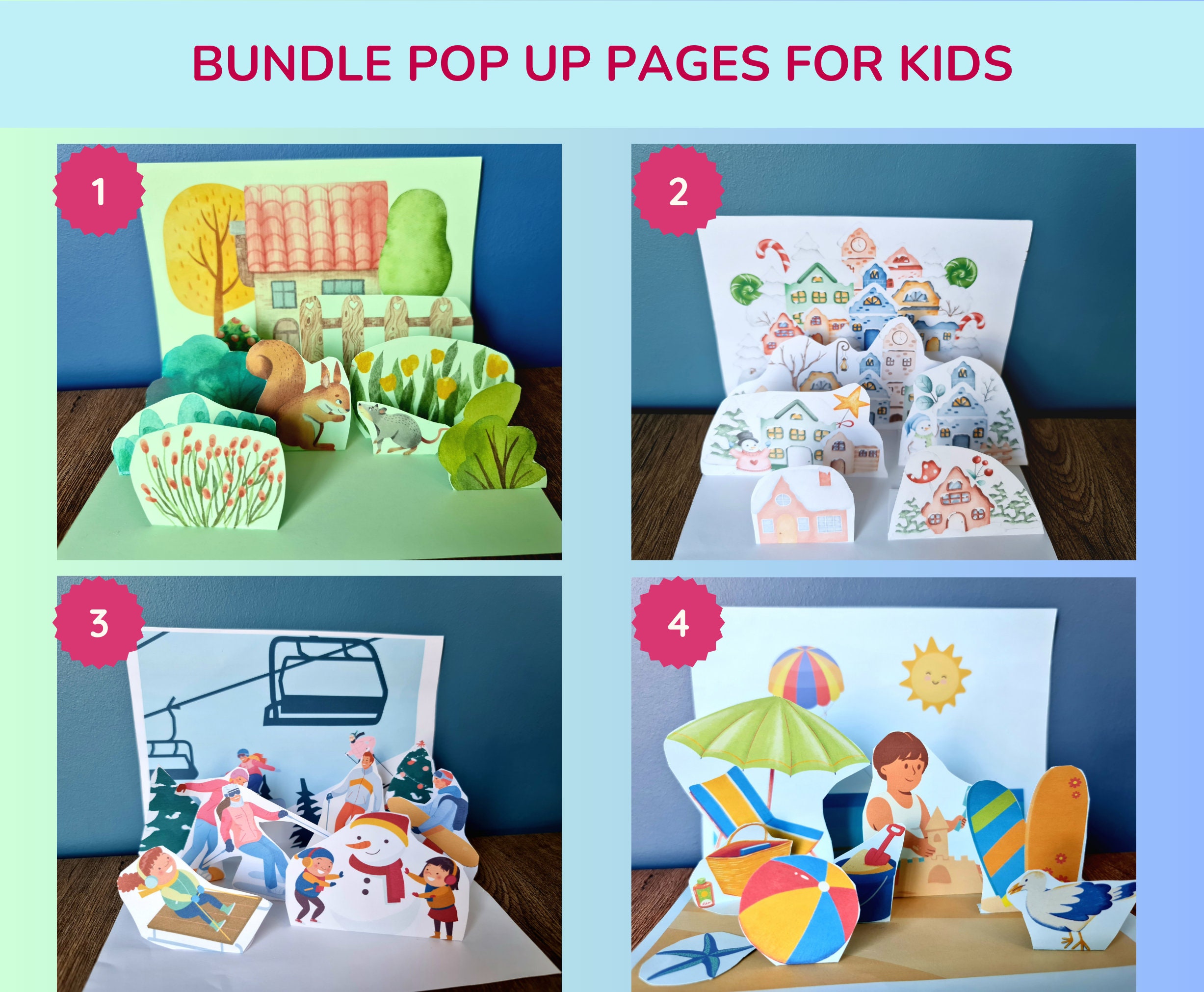 Bundle Animals Pop up Quiet Book Page, Cut and Glue DIY Project, Kid ...