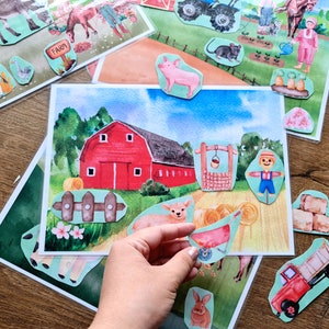 Farm Animals Cut and Glue DIY Book, Preschool Sticker Book, Montessori ...