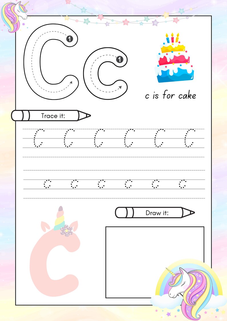 Handwriting Practice Alphabet Worksheet, Abc Learning Letter Tracing ...