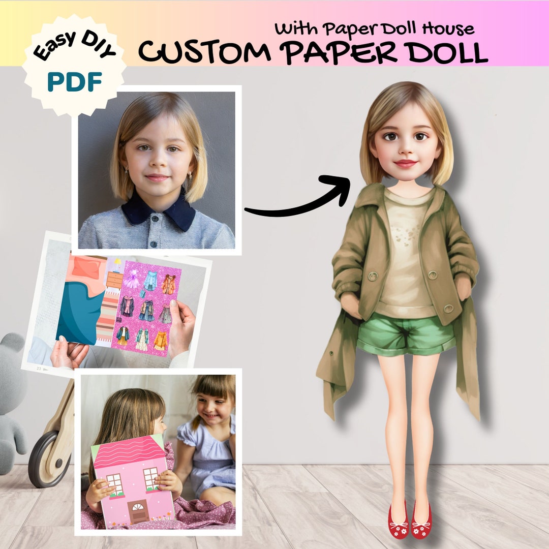 Personalized Paper Doll From Photo, Custom Kid Birthday Gift Toy, Doll ...