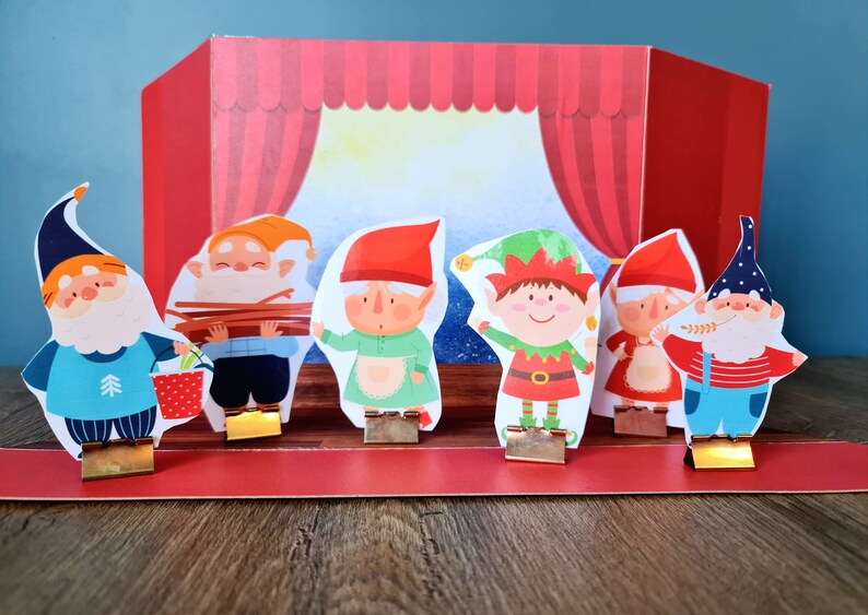 Bundle Paper Puppet Theatre Stage Paper Doll Set, Craft Stick Pretend ...