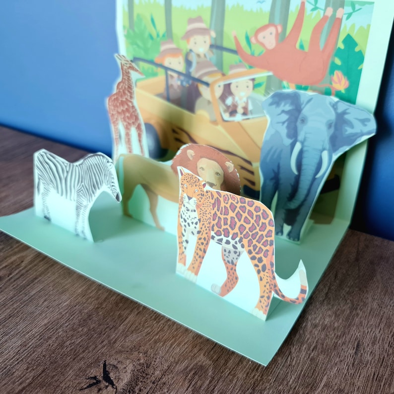 Safari Animals Pop up Quiet Book Page, Cut and Glue DIY Project, Kid ...